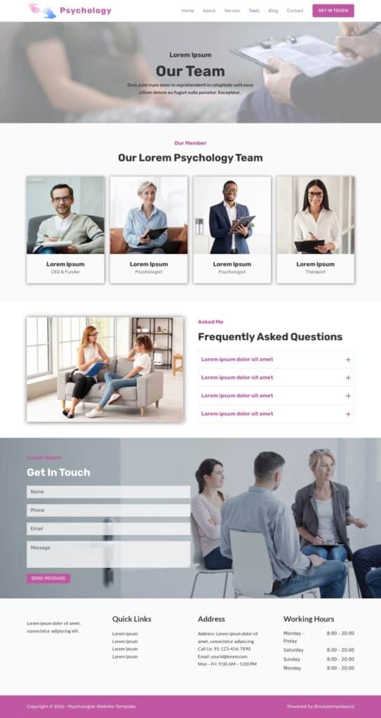 Team – Psychologist Website Template